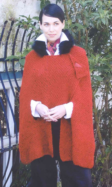 Ravelry: Castleconnell Cape with Faux Fur Collar pattern by Maggie Jackson