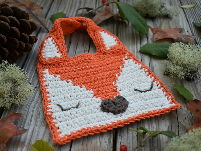 Ravelry: Woodland Fox Baby Bib pattern by Rebecca A Lang