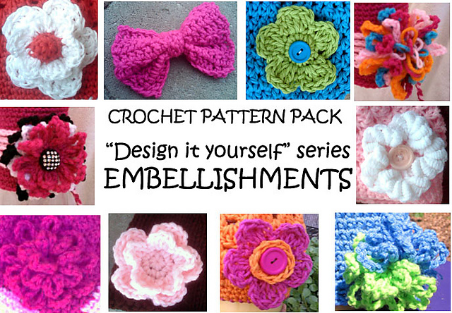 Ravelry: Pack of Flowers and Embellishments pattern by Heidi Yates