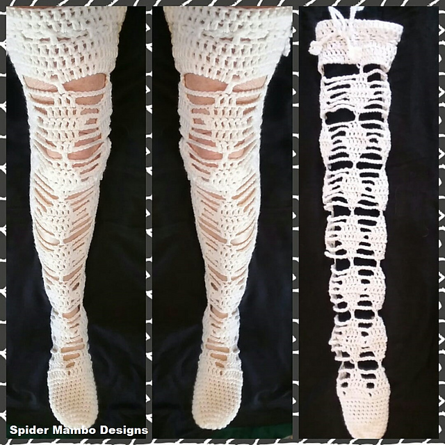 Ravelry: Floating Diamonds Thigh High Stockings pattern by Spider Mambo