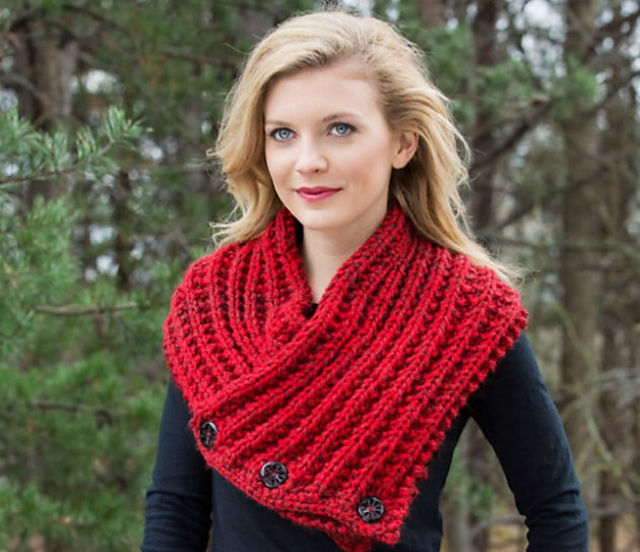 Ravelry: Buttoned Heather Knit Snood pattern by Loops & Threads™ Design ...