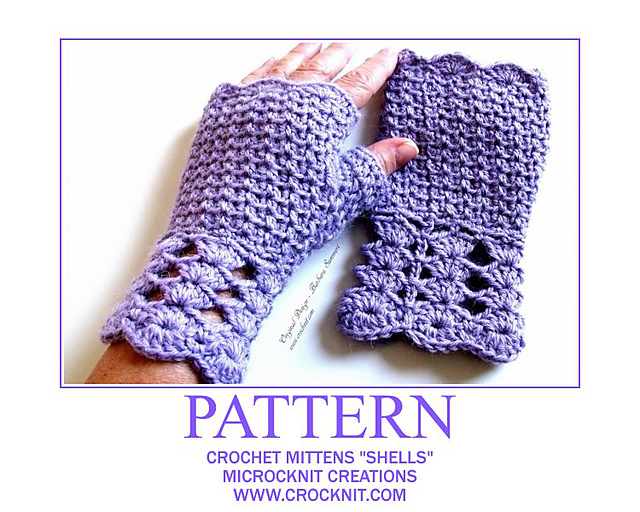 Ravelry: Crochet Mittens "SHELLS" pattern by Barbara Summers