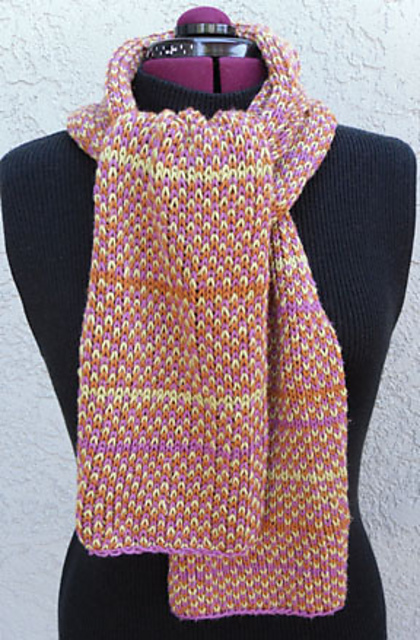 Ravelry: 3 Color Brioche Scarf pattern by Weasies Works