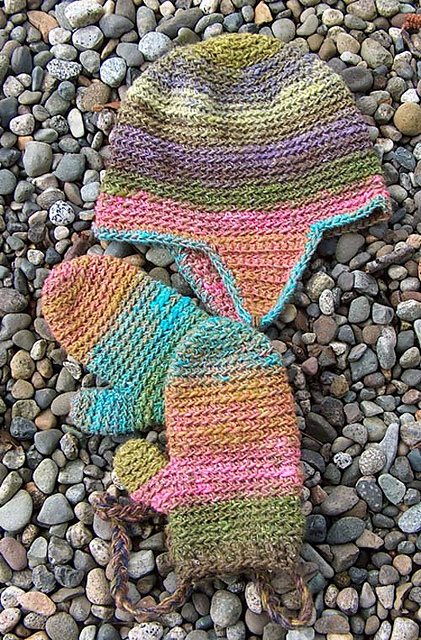 Ravelry: Worsted Weight Crocheted Earflap Hat & Mittens pattern by ...