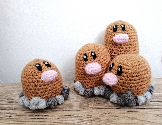 Ravelry: Diglett & Dugtrio (Pokemon) pattern by Rina Mogryna Art