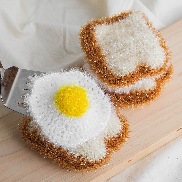 Ravelry: Fried Eggs and Bread Scrubber pattern by Yana Park