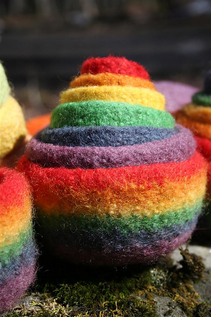 Ravelry: Felted Rainbow Nesting & Stacking Bowls pattern by zelda powell